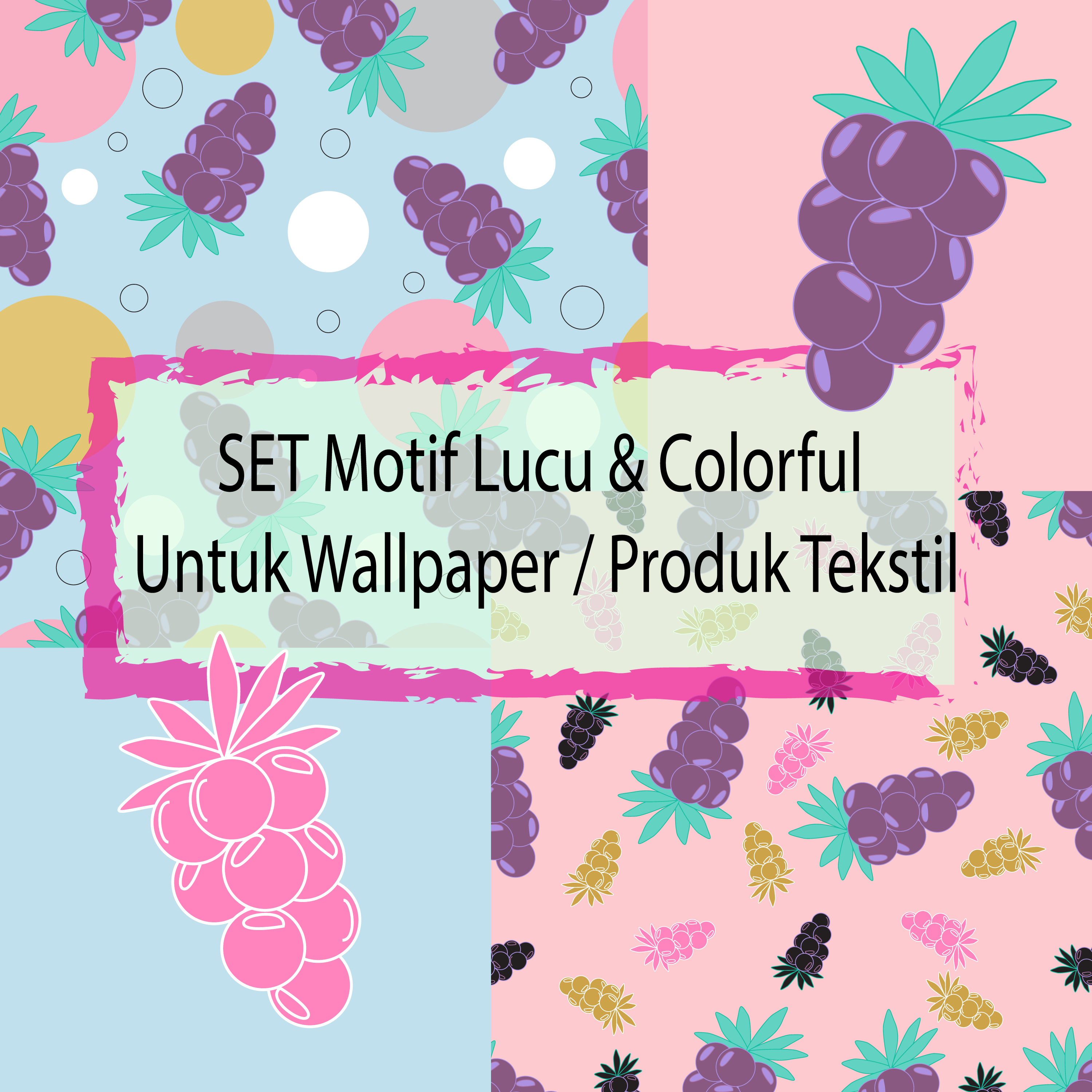 Diskusi SET Seamless Pattern Design, Motif Lucu dan Colorful - TokoFile